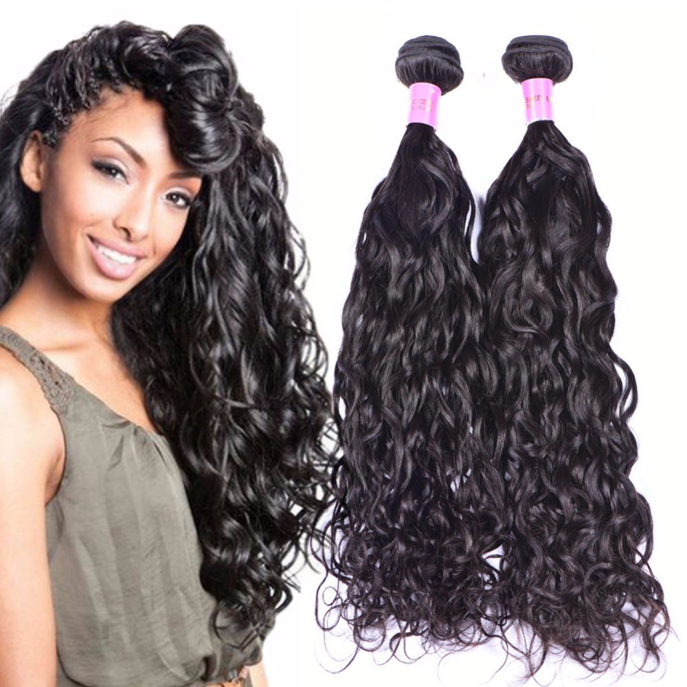 Paquetes peruanos reales ondulados del cabello humano del agua, pelo ...